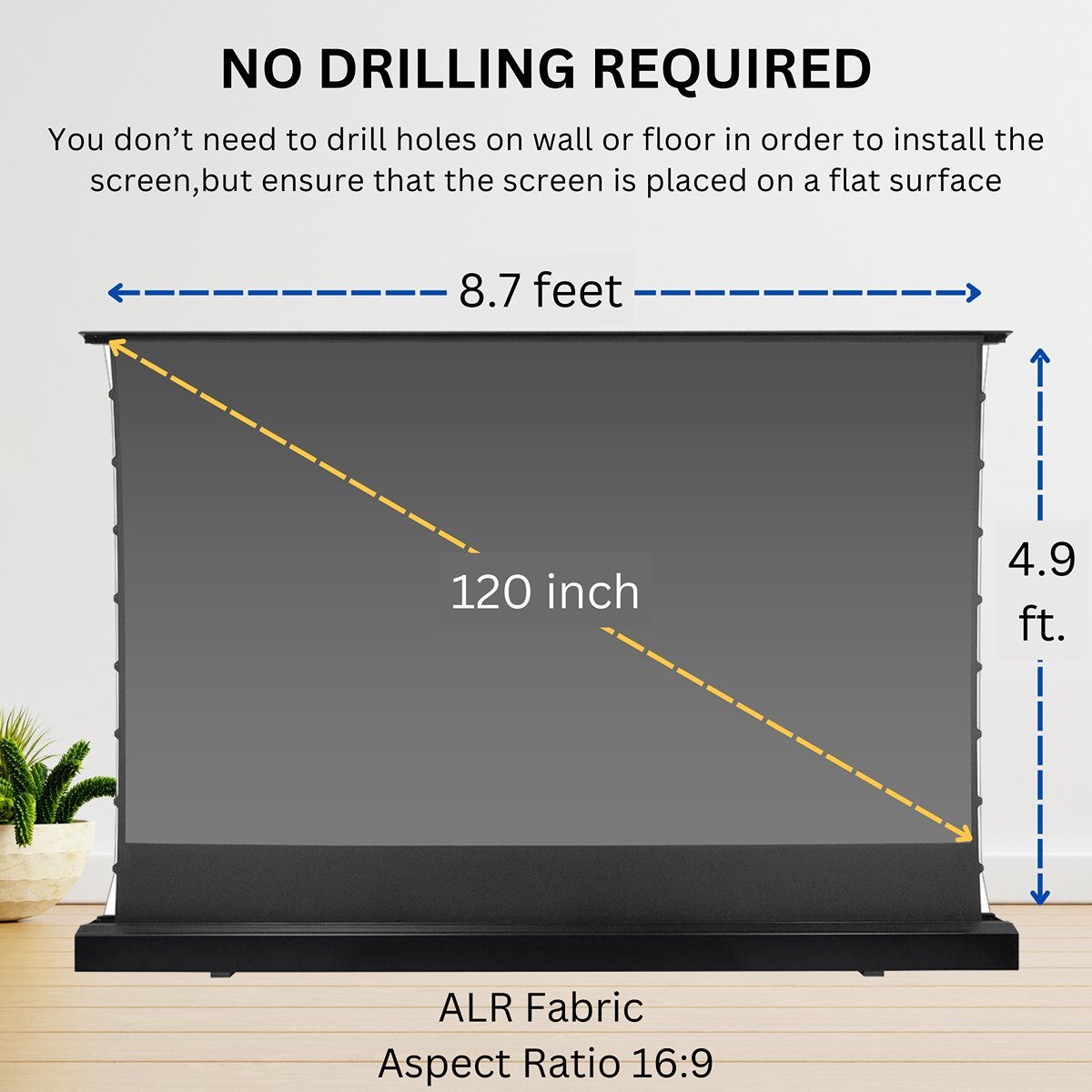 NP Tech| Nptech 120-inch Diagonal (8.7ft X 4.9ft) 16:9 Floor Rising ALR ...